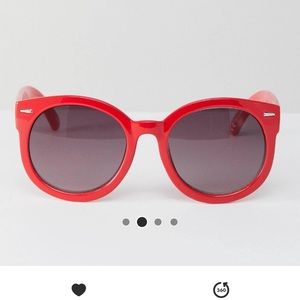 Accessories | Oversized Red Round Sunglasses Cat Eye Vintage | Poshmark
